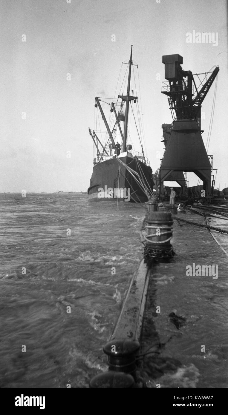 High water, probably at the 1936 flood, port of Greymouth, Westland ...