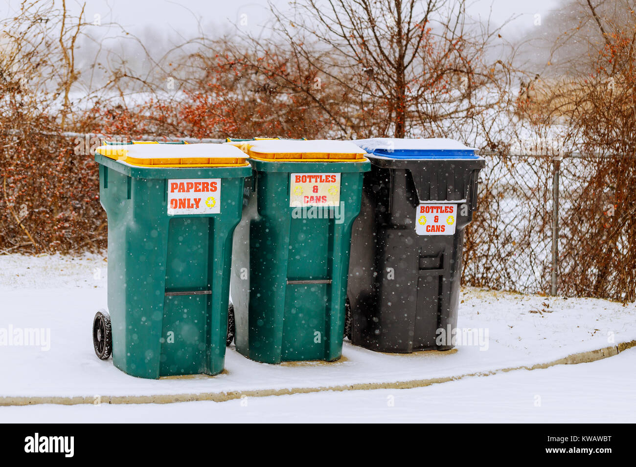 Green containers for garbage, a container for collecting plastic ...