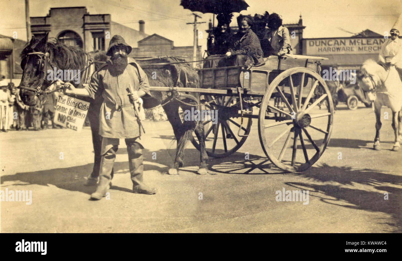 Pioneer character with horse and cart, Greymouth, Westland, New Zealand ...