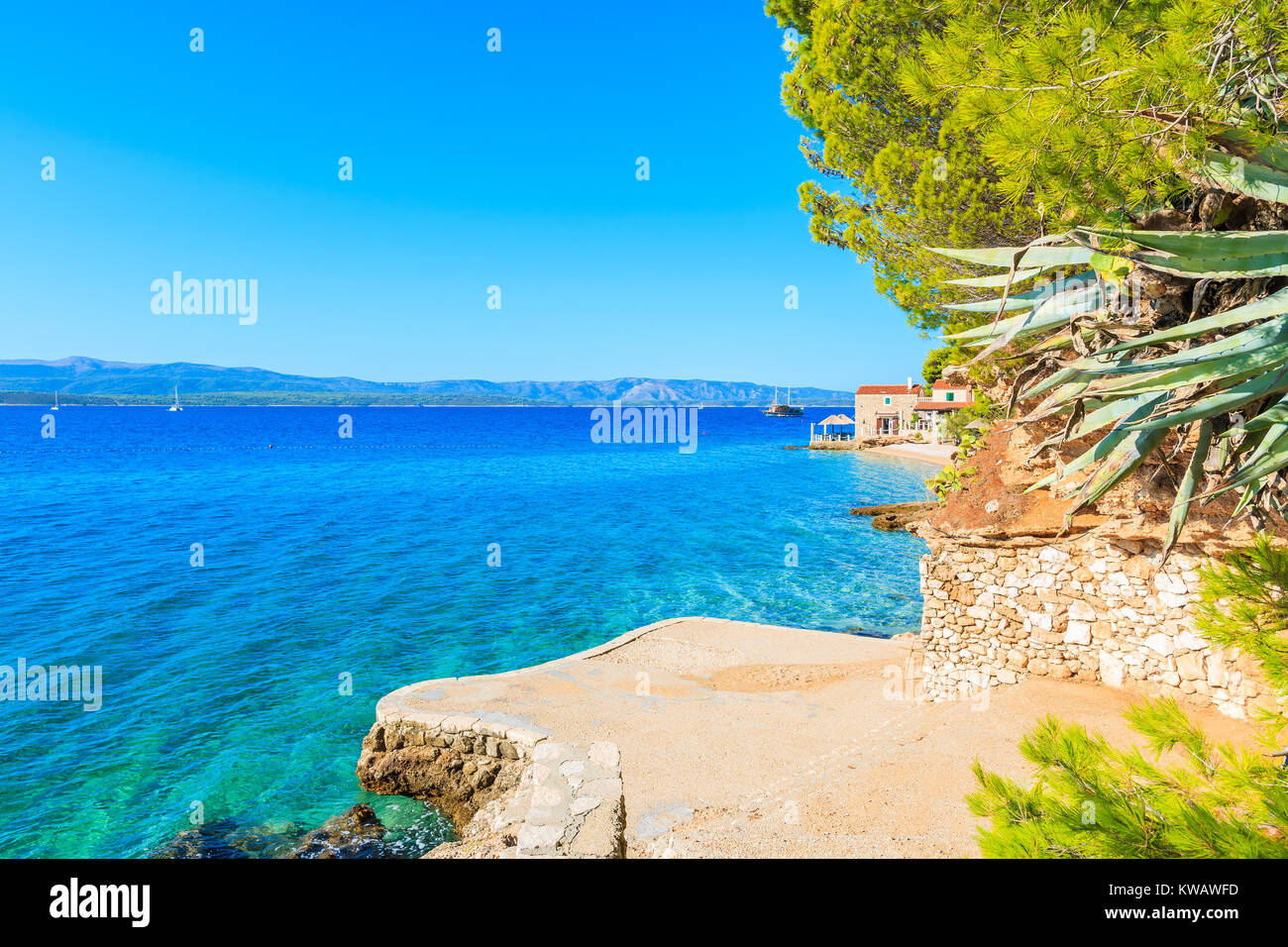 Idyllic coast of Brac island near Bol town, Brac island, Croatia Stock ...