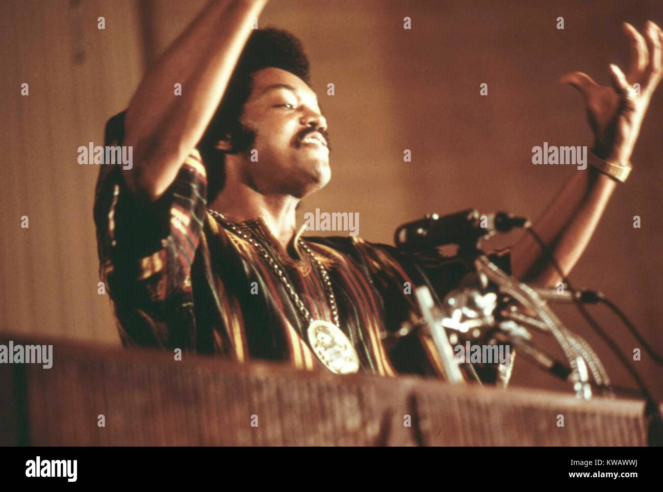 Rev. Jesse Jackson speaks on a radio broadcast from Operation Push ...