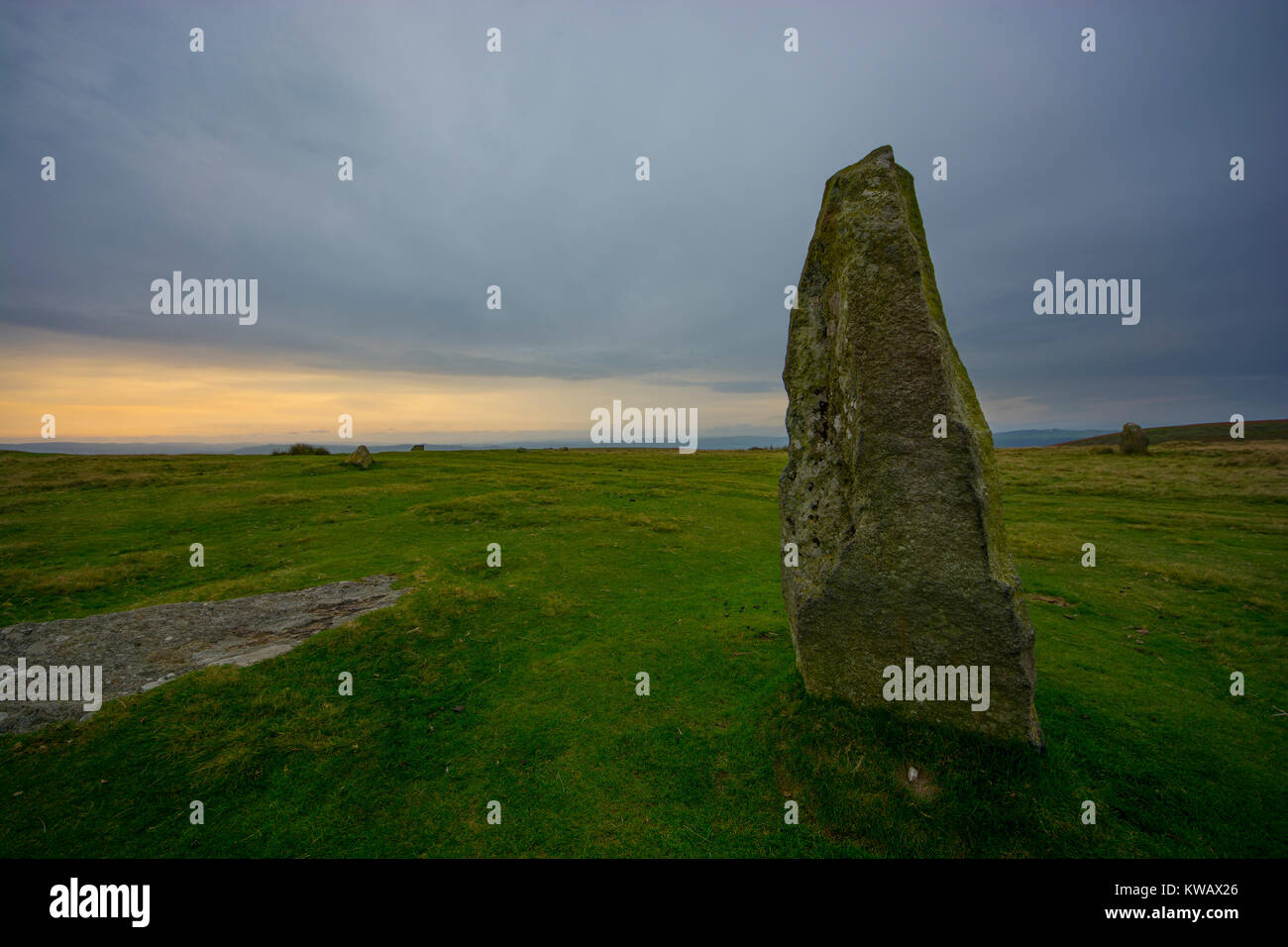 Mitchell's Fold Stone Circle, Stapeley Hill, Ancient Monument Stock ...