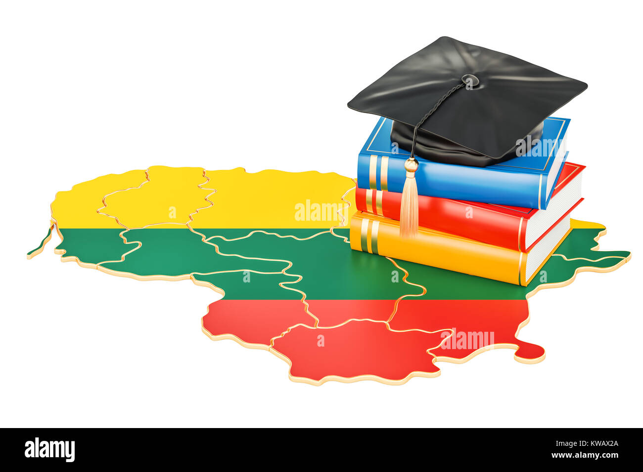 Education in Lithuania concept, 3D rendering isolated on white ...