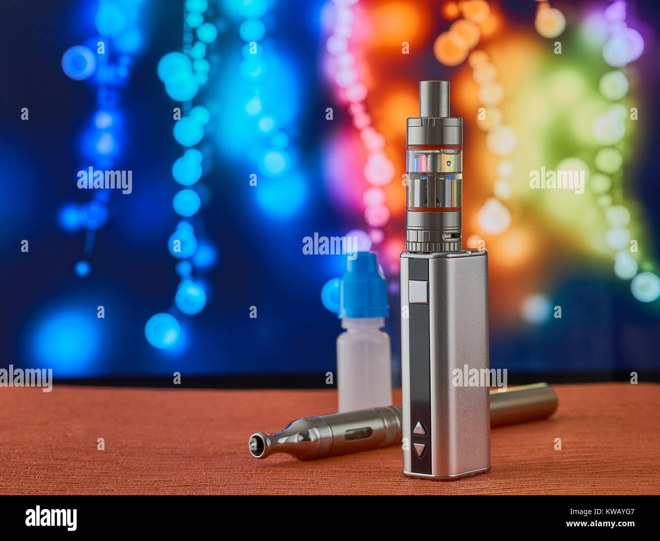 vape, electronic cigarette in front of a colorful background Stock ...