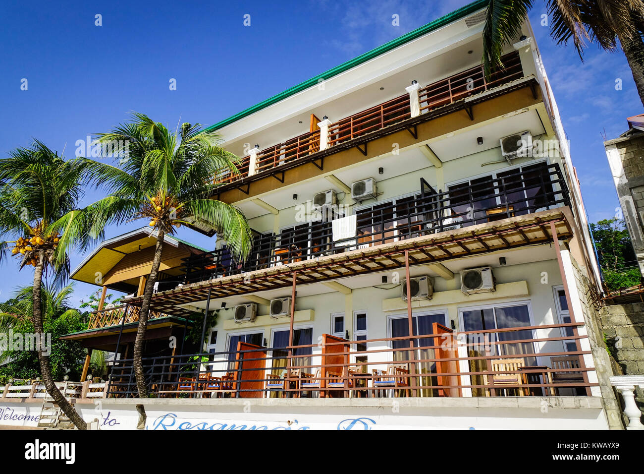 Palawan, Philippines - Apr 5, 2017. Facade of luxury hotel at El Nido ...