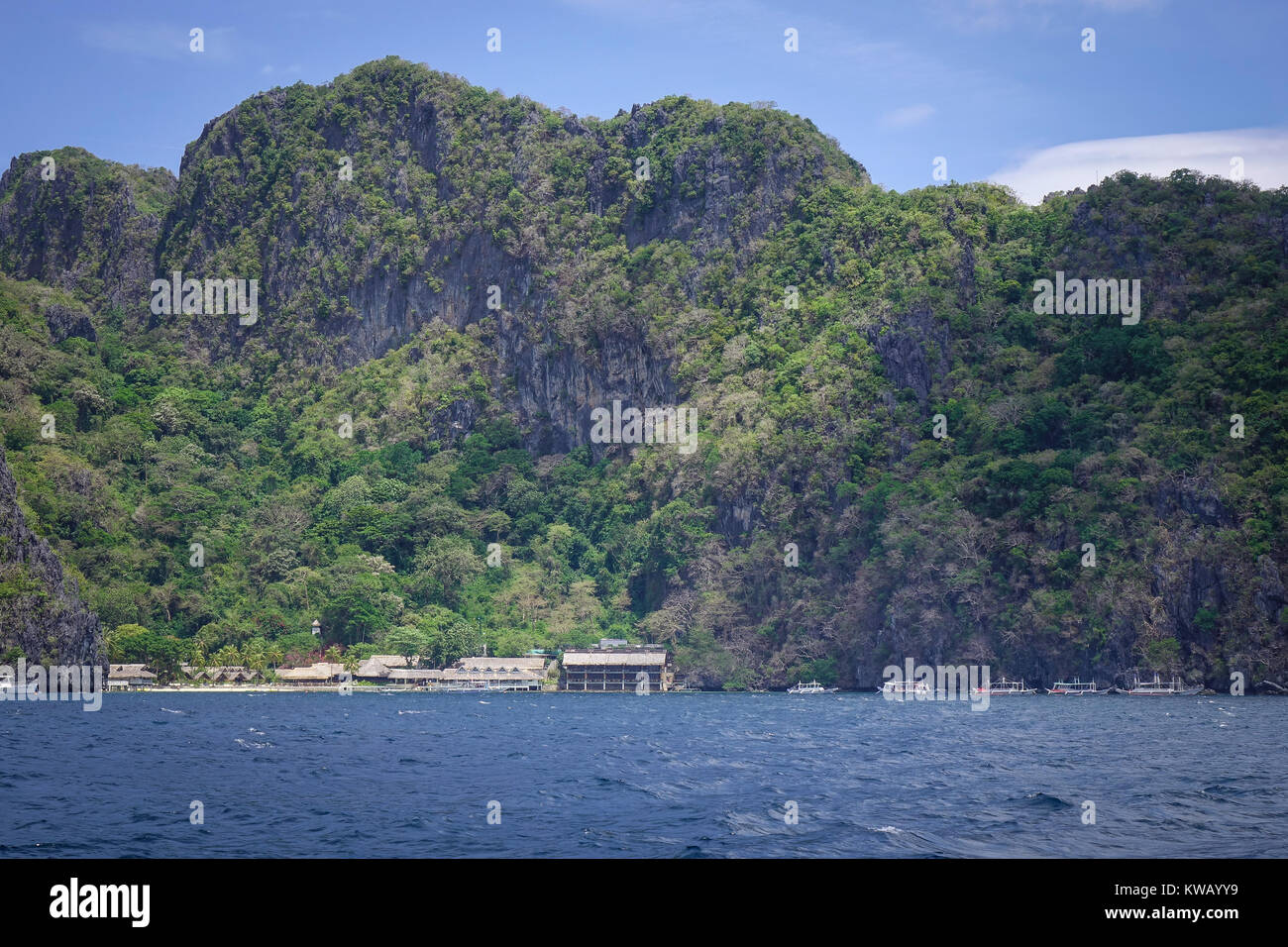 Green island with the beach at sunny day in Palawan, Philippines ...