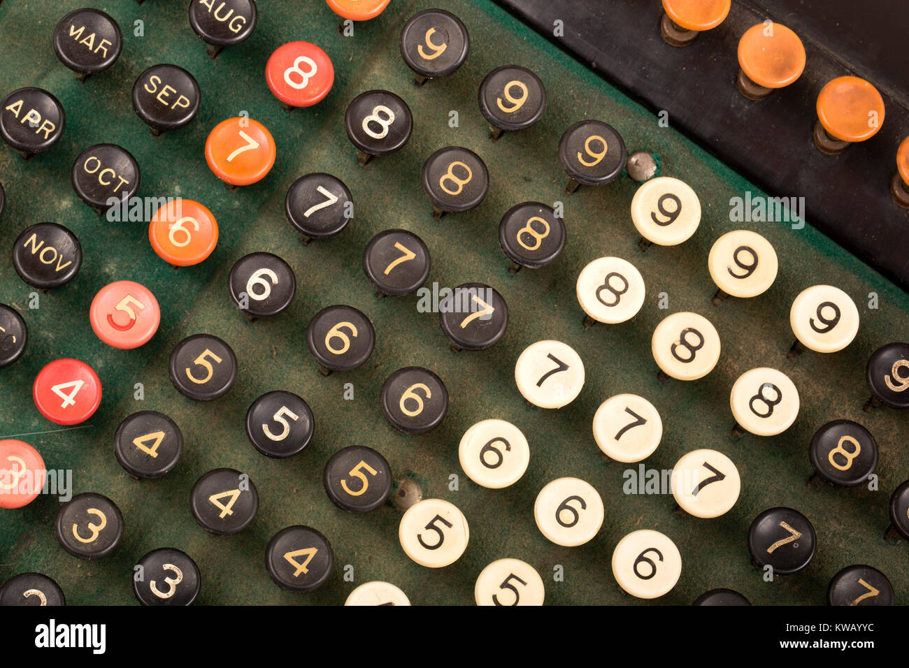 Keyboard of an early 20th century Burroughs adding machine ca: 1911 ...