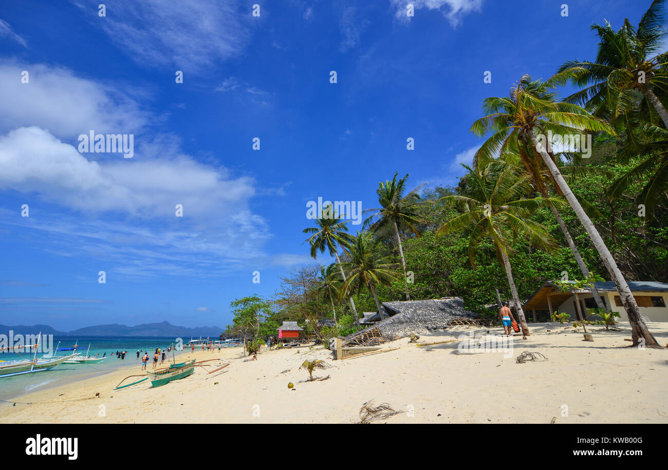 Palawan, Philippines - Apr 5, 2017. Beautiful sand beach in Palawan ...