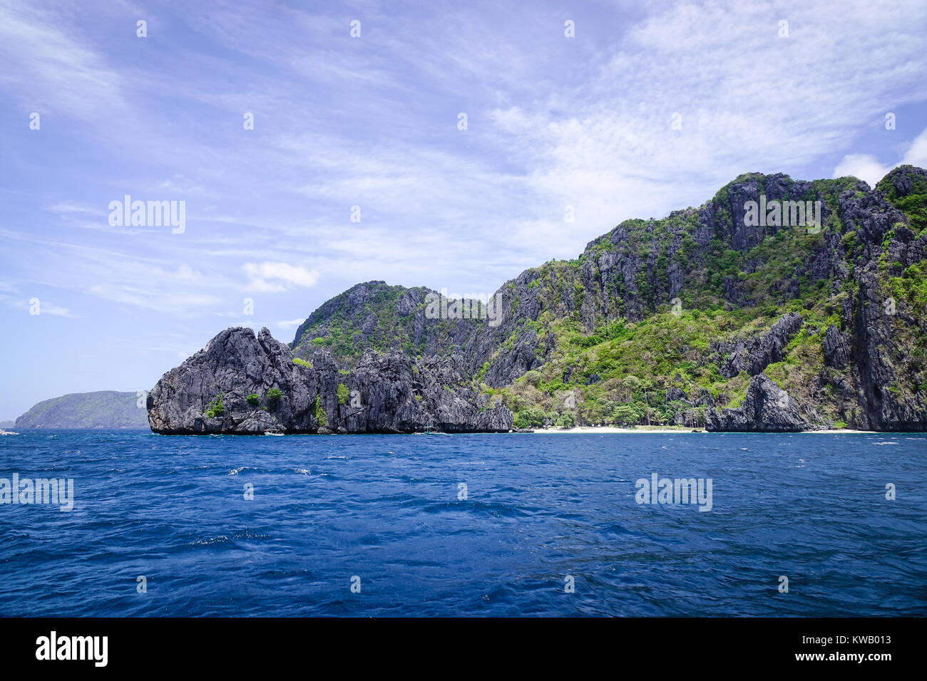 Tropical sea with sand beach in Palawan, Philippines. Palawan is one of ...