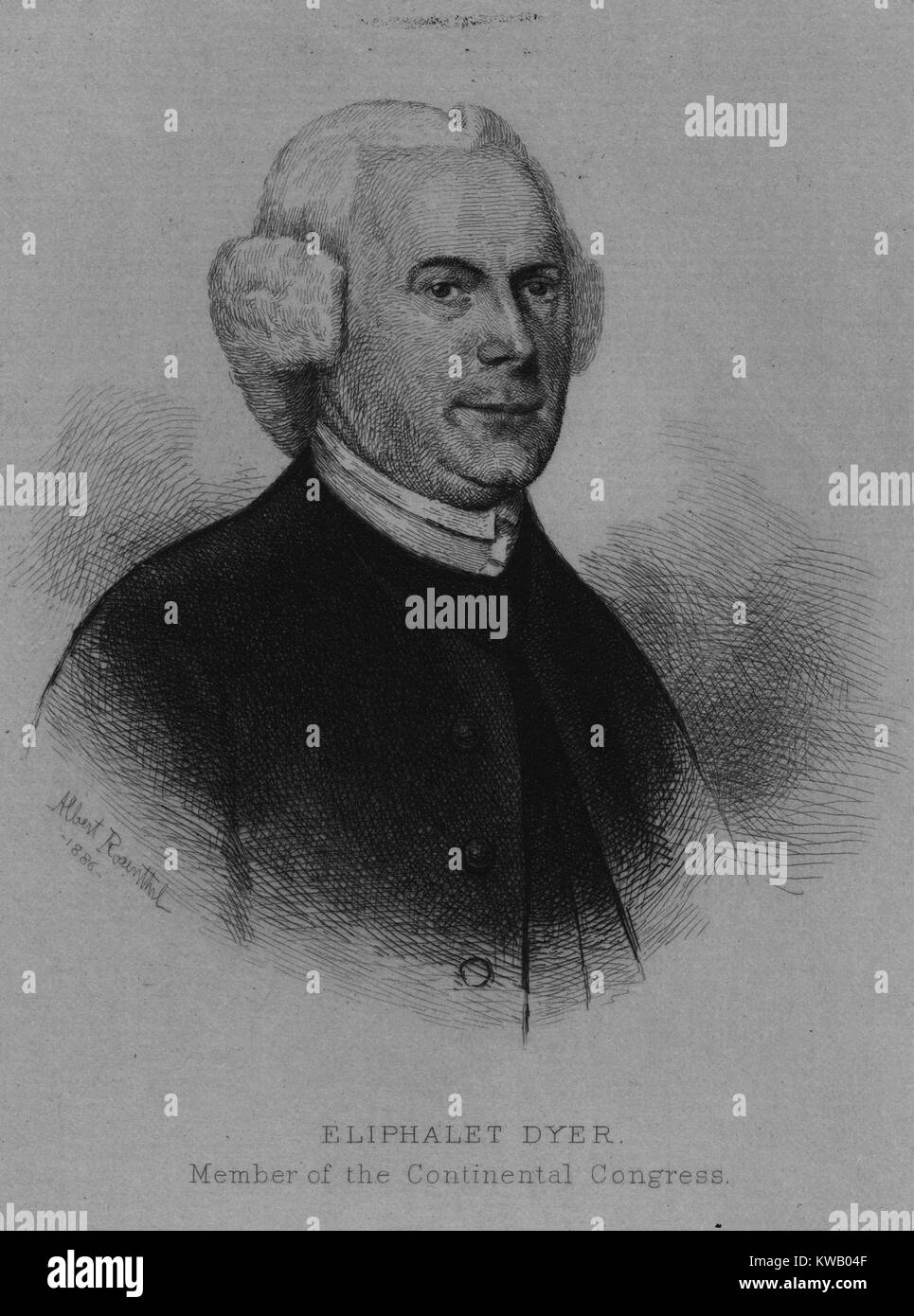 Engraved portrait of Eliphalet Dyer, lawyer and politician who served ...