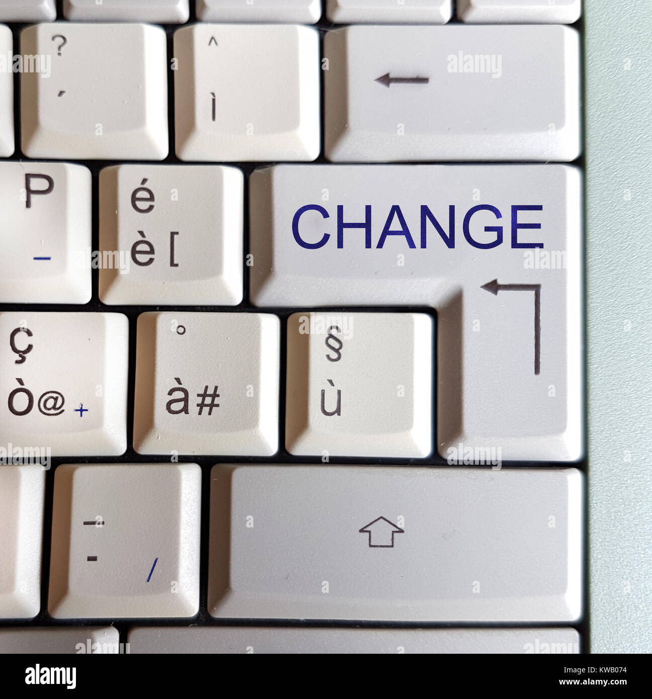 white computer keyboard with the word you are looking for: change Stock ...