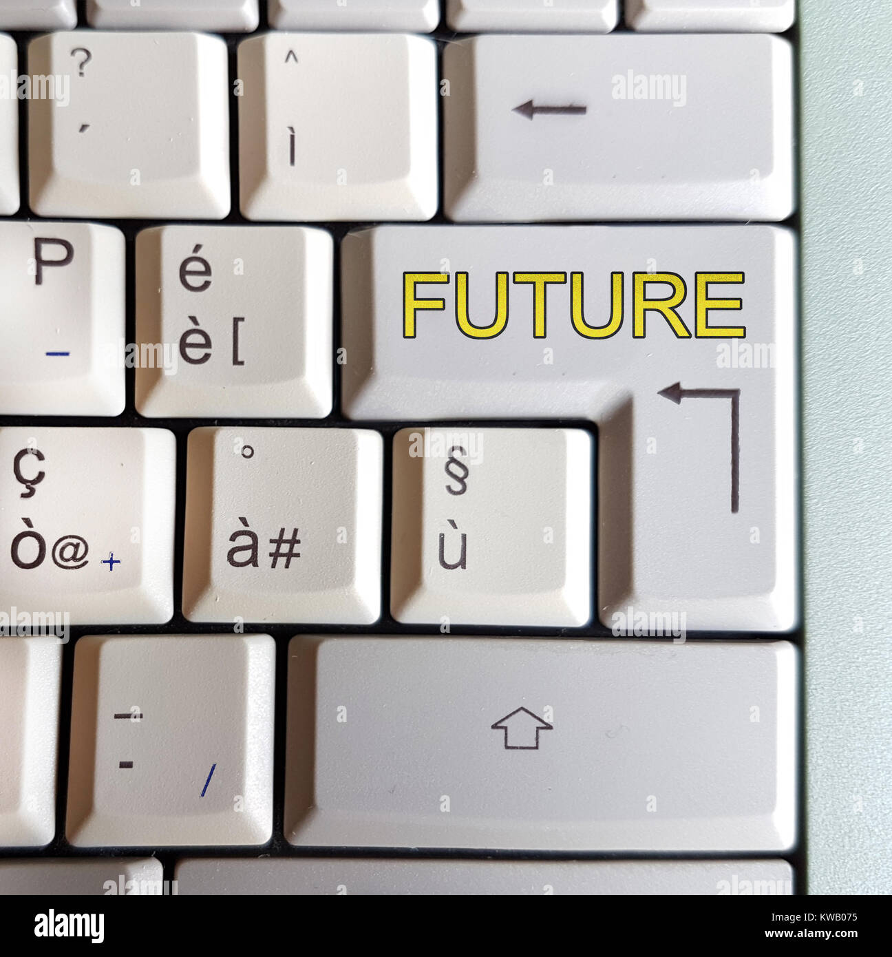 white computer keyboard with the word you are looking for: future Stock ...