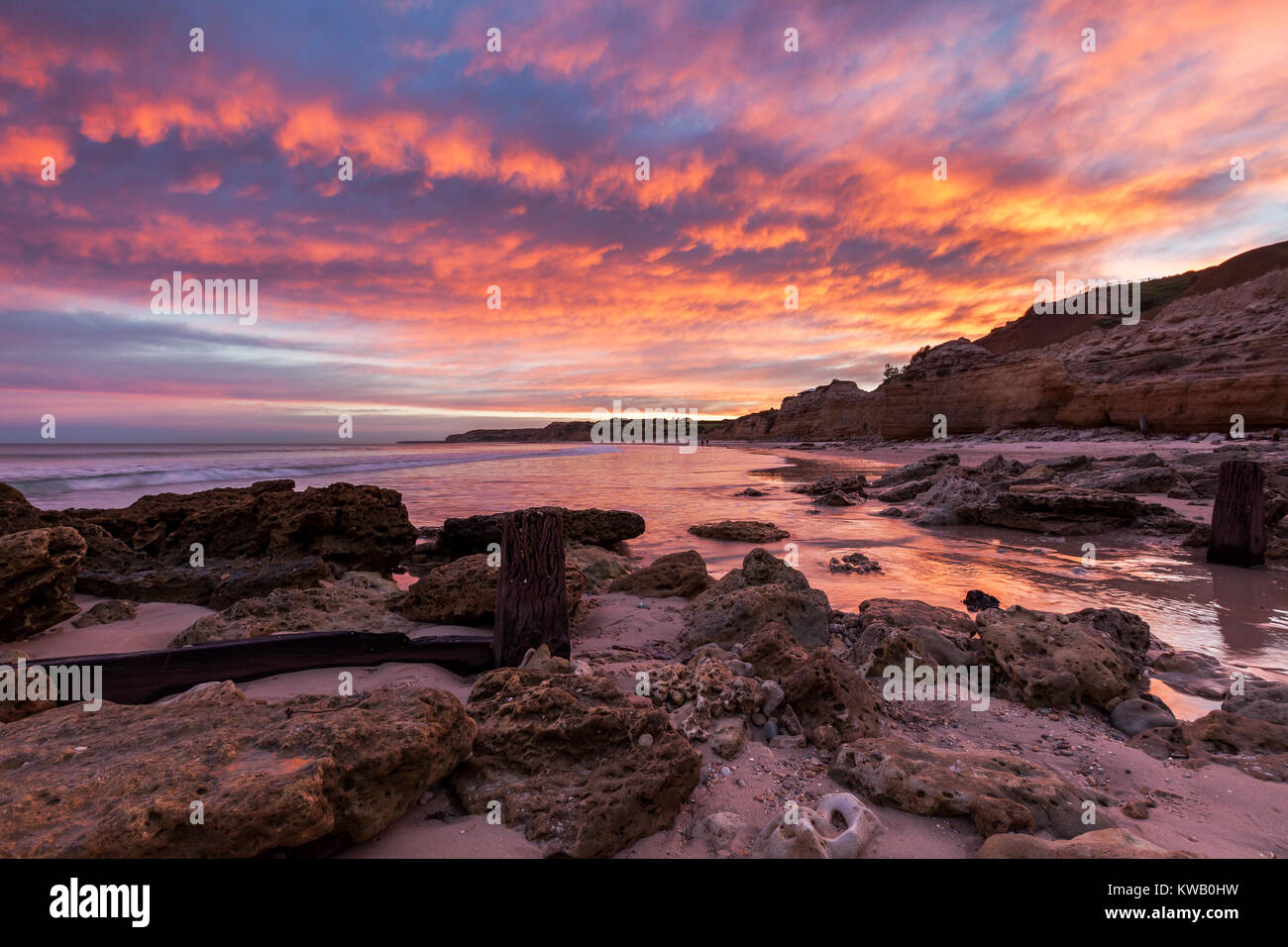 A stunning sunrise over the iconic Port Willunga beach in South ...