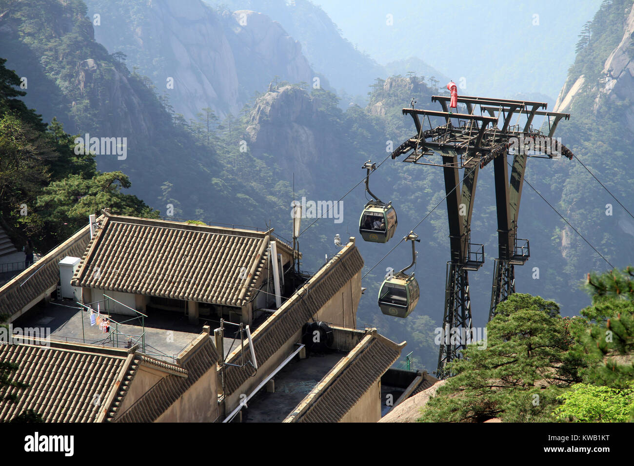 Cable car station on the top of Huangshan mountain, China Stock Photo ...