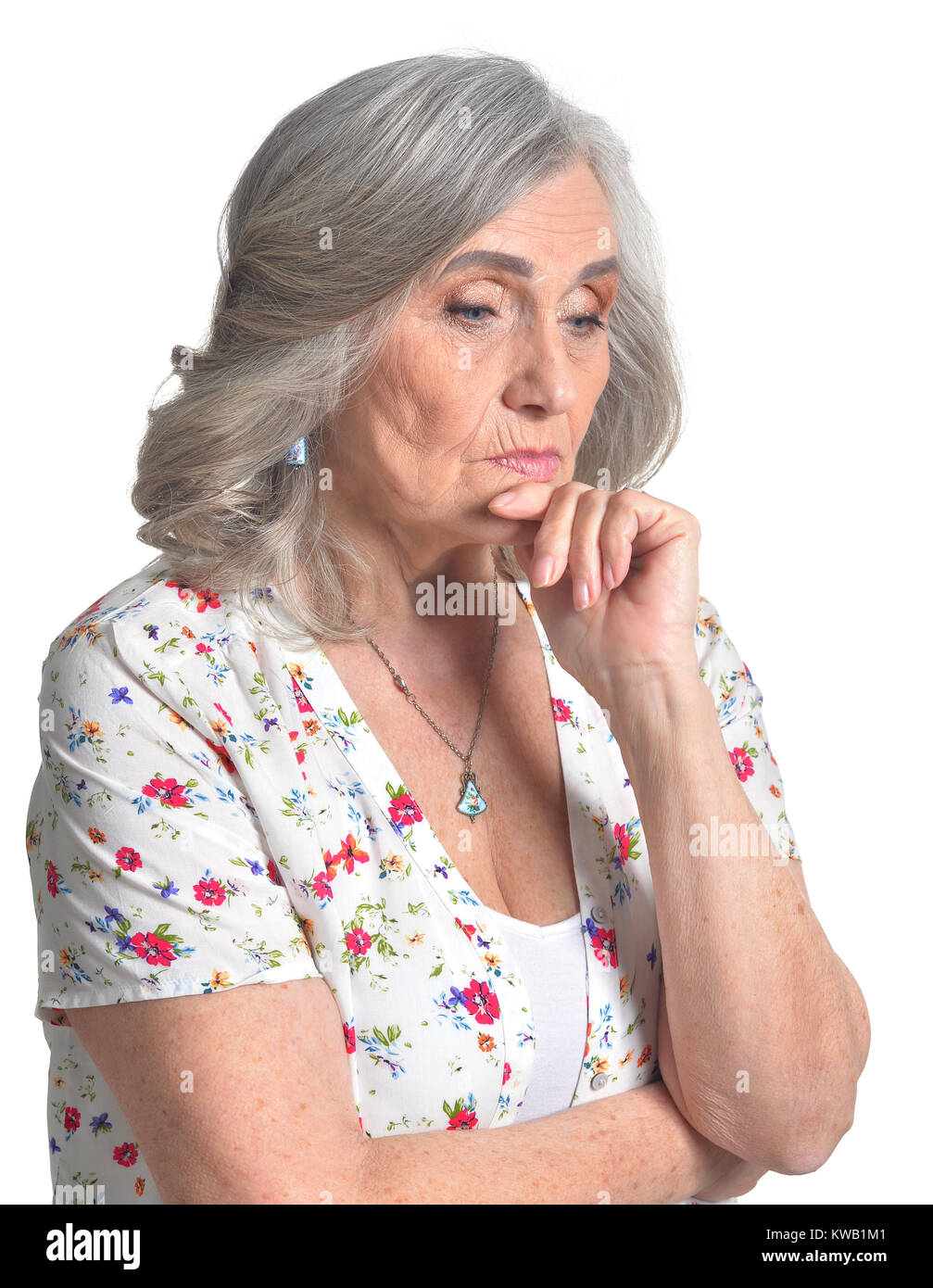 Sad senior woman isolated Stock Photo - Alamy