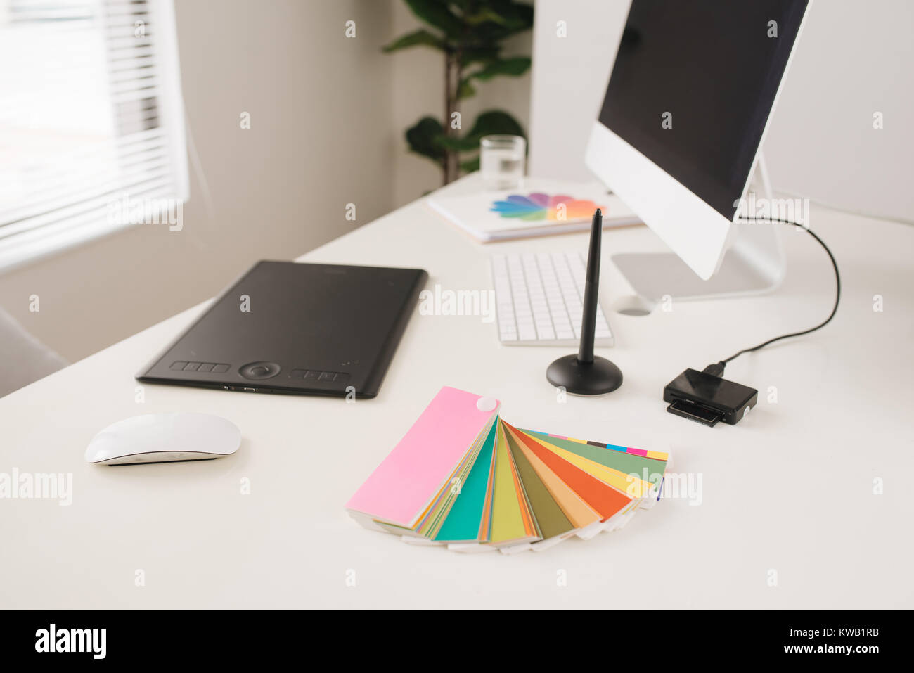 Modern office workplace with desktop computer, stylus and tablet for ...