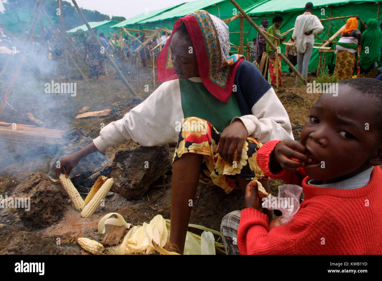 Cyuve camp, Rwanda, for refugees from the Nyriragongo volcano eruption ...