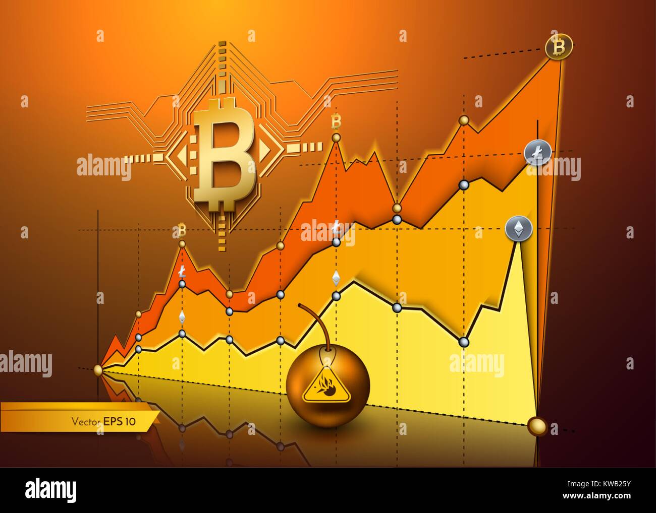Digital vector bitcoin cryptocurrency chart diagram graphic payments ...