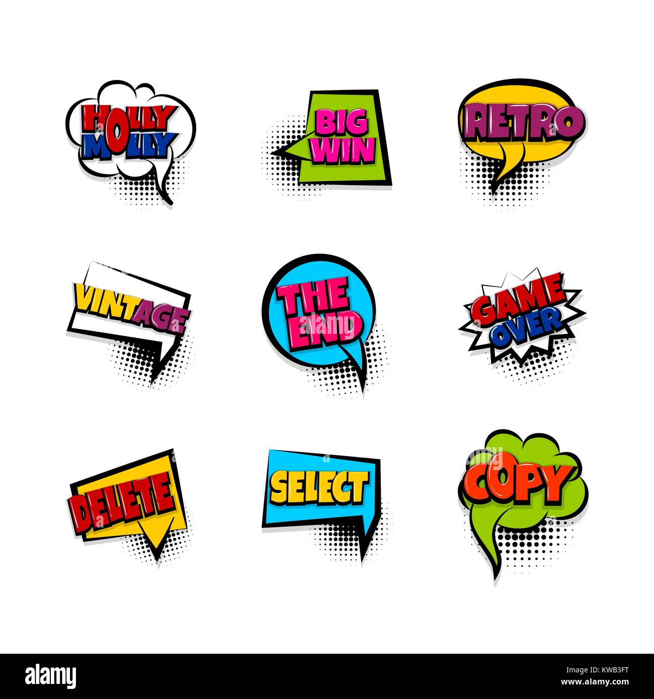 End comic book bubble text hi-res stock photography and images - Alamy