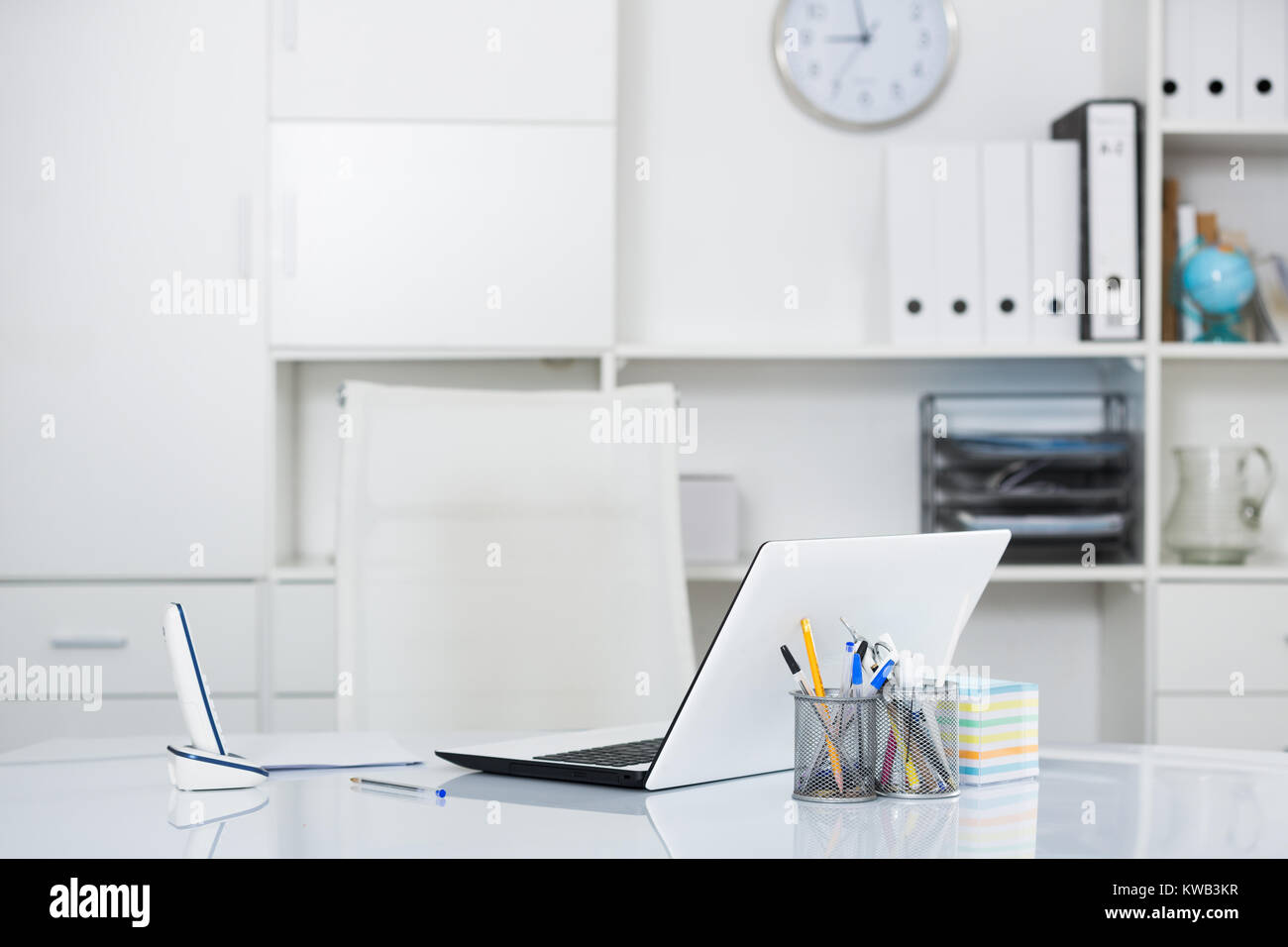 Working place in office before the start of working day Stock Photo - Alamy