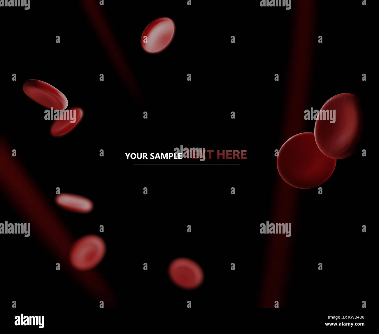 Abstract background of red blood cells flowing in a vein or artery, 3d ...