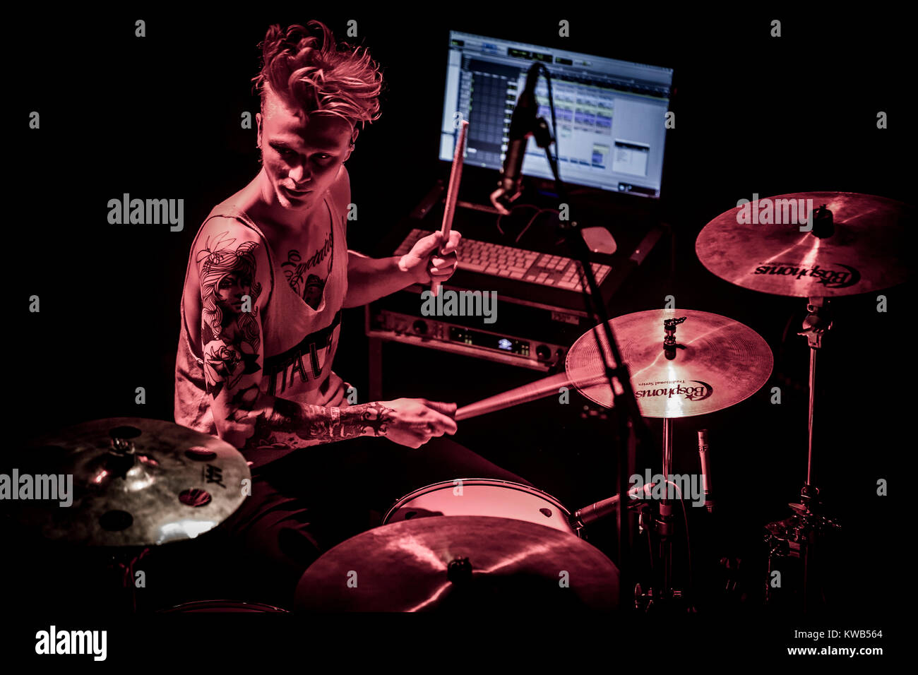 The Danish musician and drummer Felix Ewert performs with some of the ...