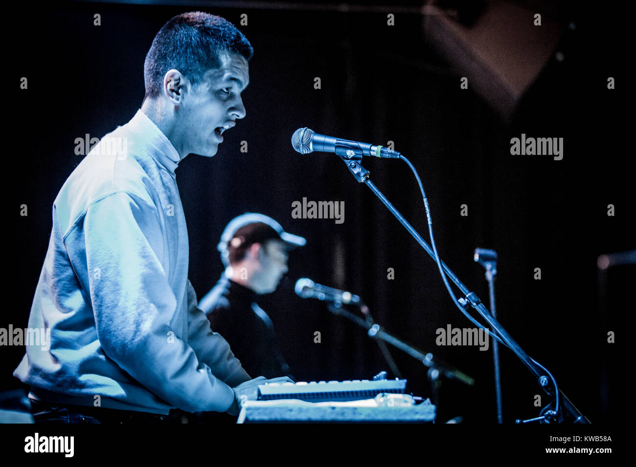 The Danish synthpop band First Hate performs a live concert at ...