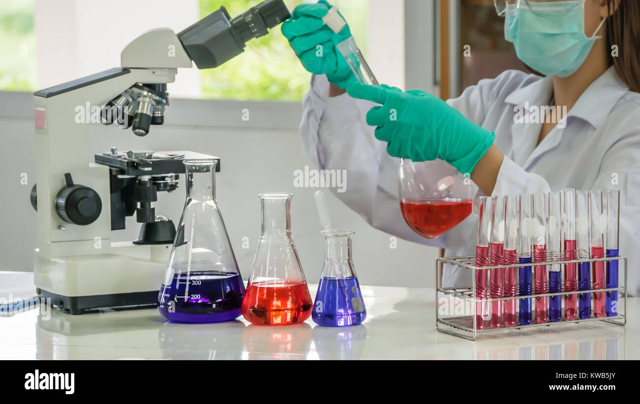 scientist with equipment and science experiments in laboratory Stock ...