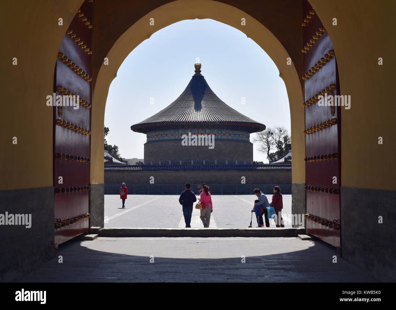 Open gate to traditional China architecture at Temple of Heaven ...