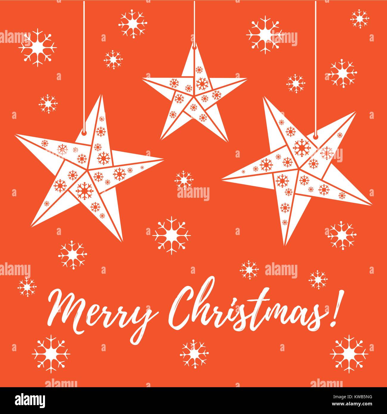 Vector illustration with snowflakes and three stars origami folded and ...