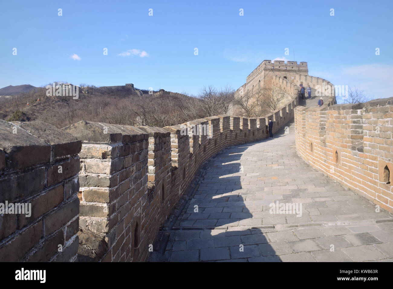 Great Wall of China winding stone path to watchtower - Mutianyu section ...