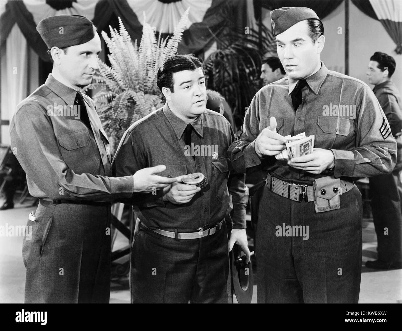 BUCK PRIVATES, from left: Bud Abbott, Lou Costello, Nat Pendleton, 1941 ...
