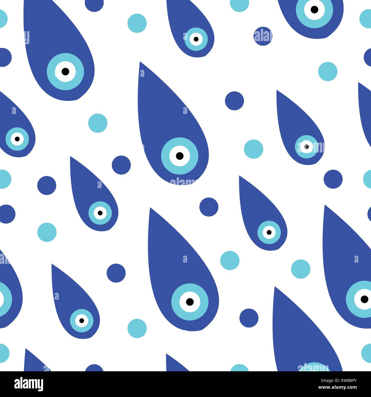 seamless pattern with blue evil eye in drop shape Stock Vector Image ...