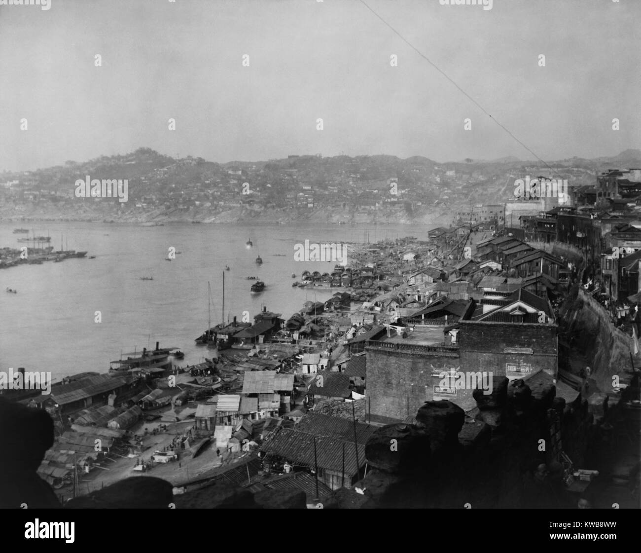 The riverfront of Chongqing (Chungking), China in Jan. 1944. The inland ...