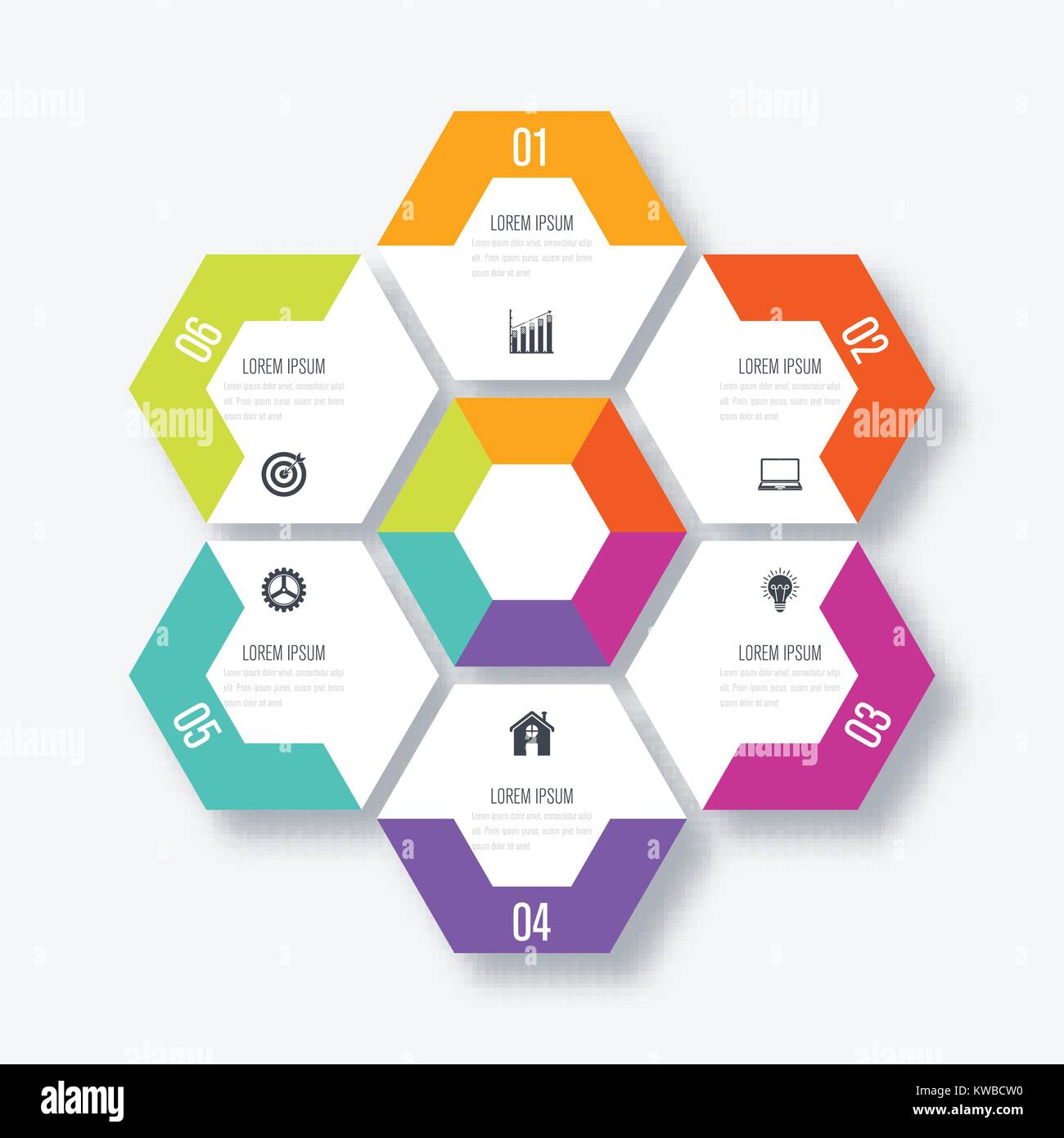 Vector illustration infographics six options. Data and information ...