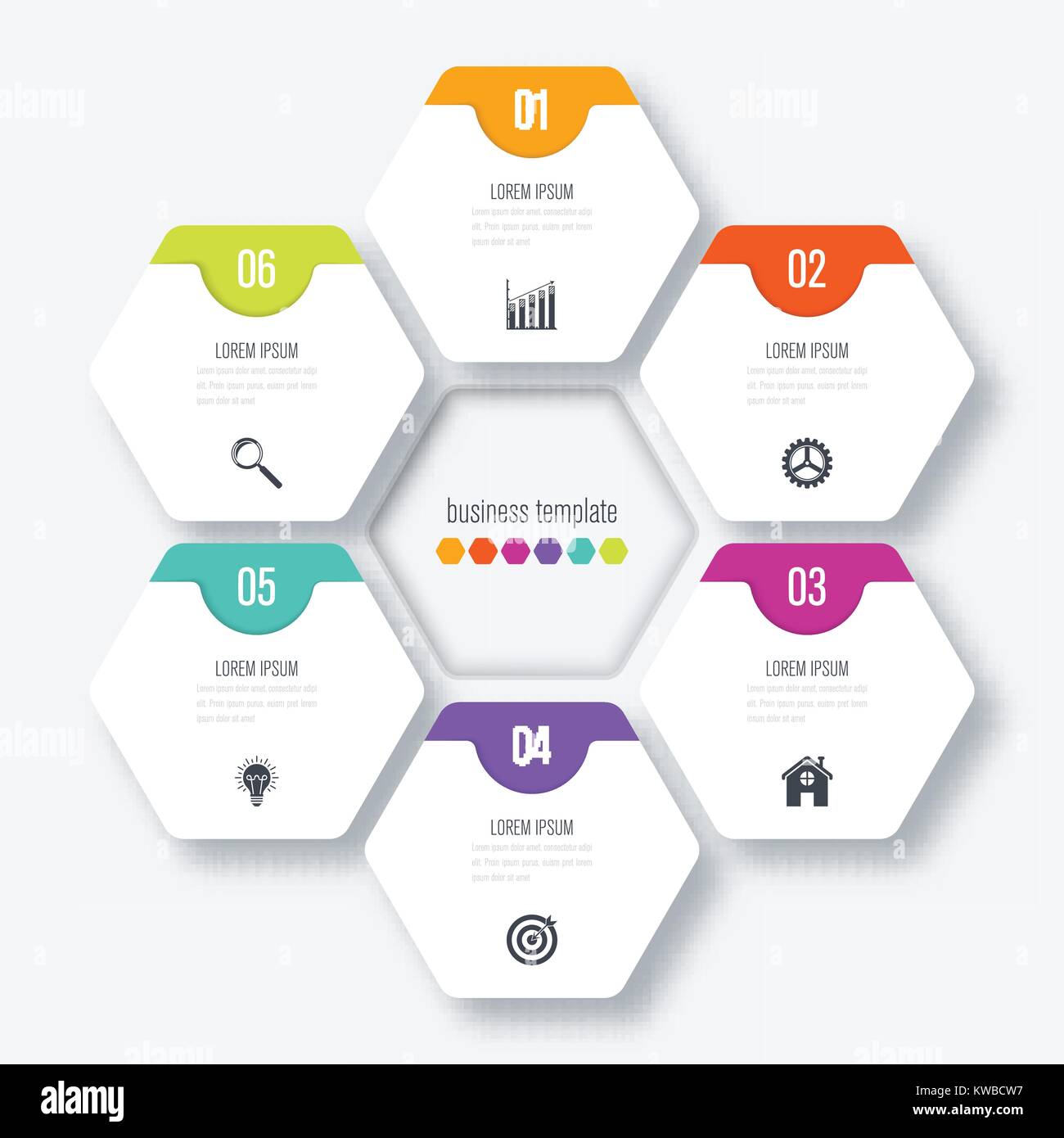 Vector illustration infographics six options. Data and information ...