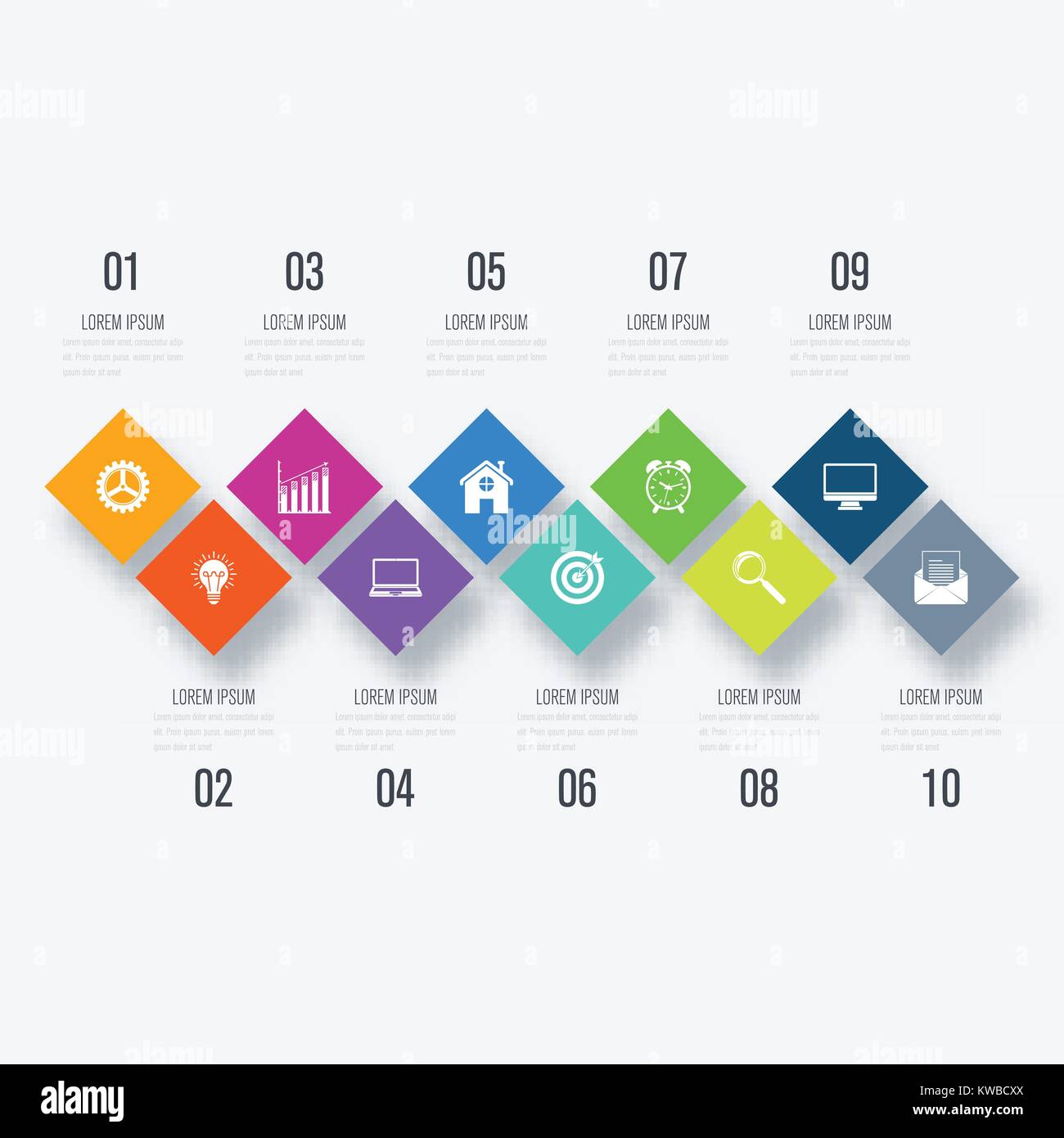 Business infographics template 10 steps square. Data and information ...