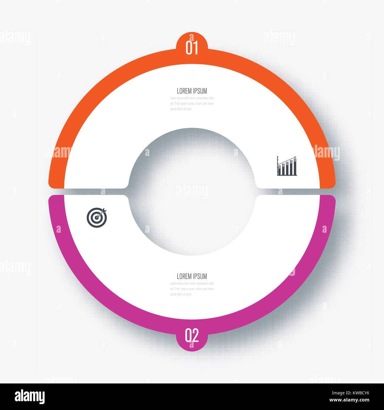Infographics template 2 options with circle. Data and information ...