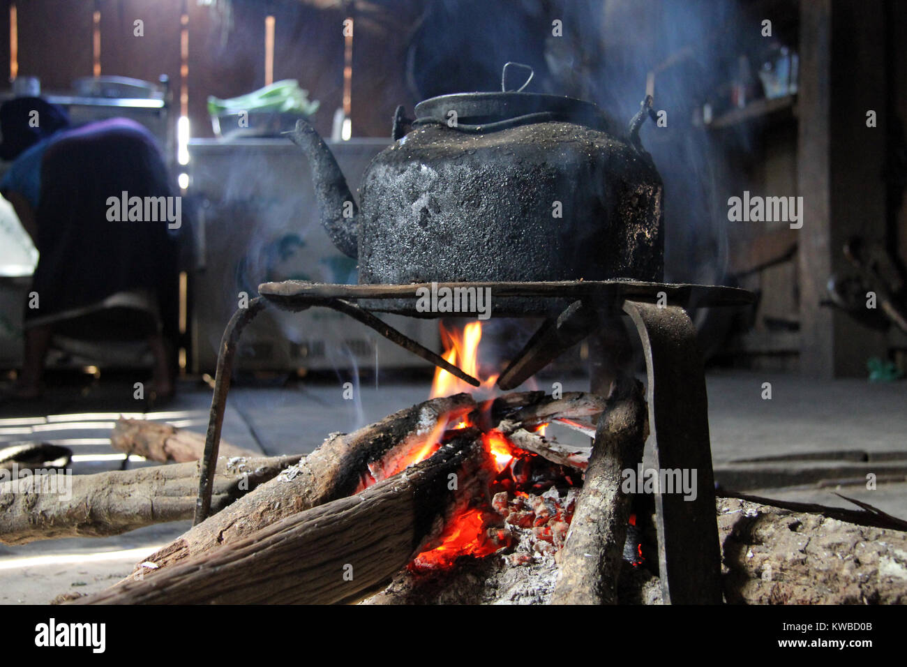 Kettle in the village house kitchen Stock Photo - Alamy