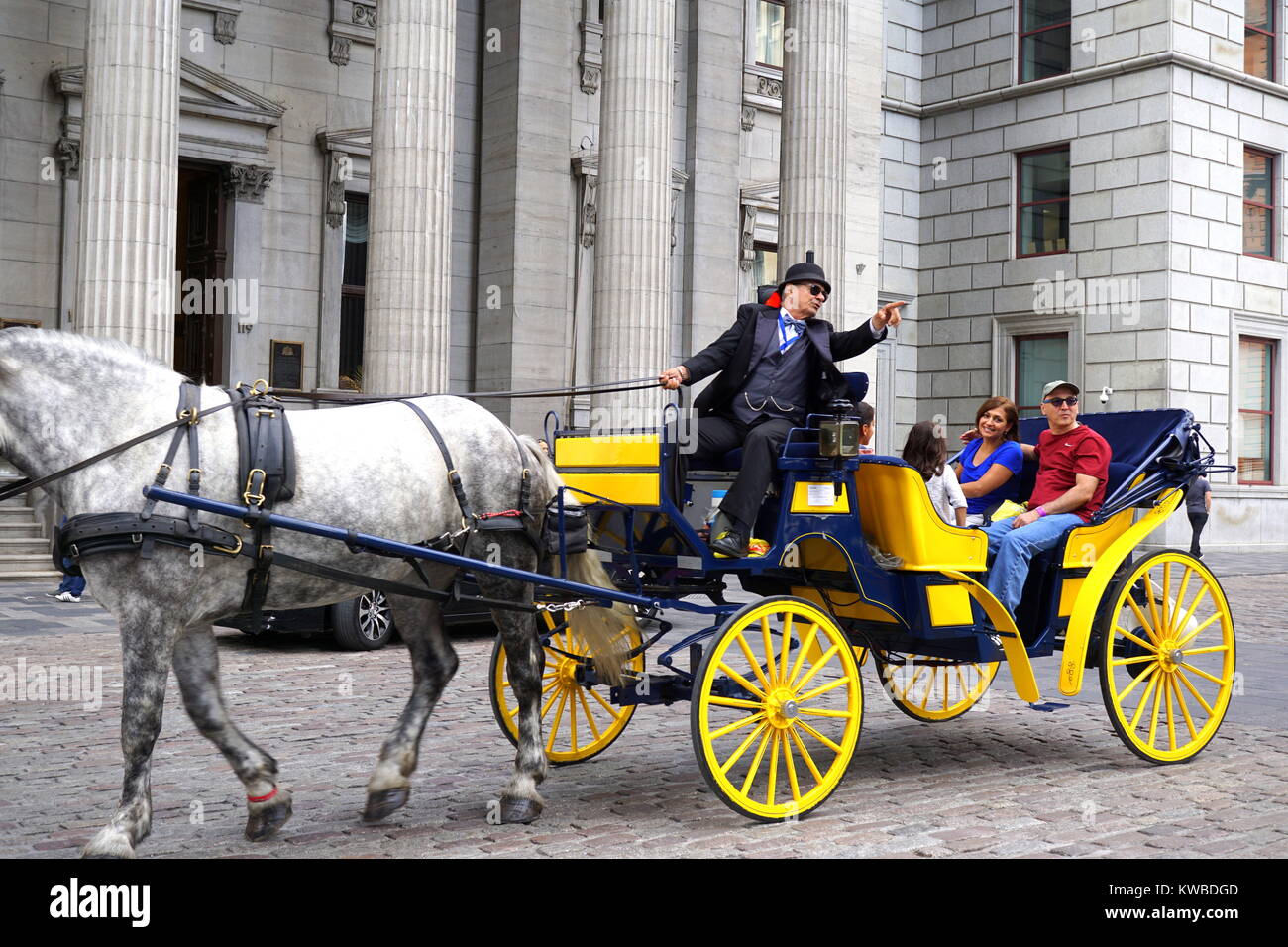 Romantic horse and carriage ride in Old Montreal, Quebec, Canada Stock ...
