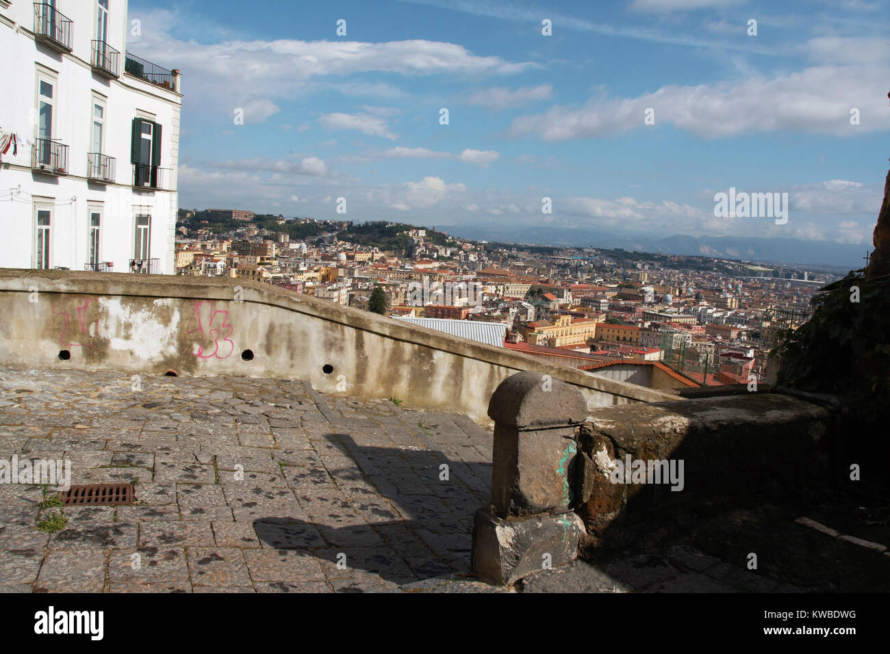 view of the city of Naples from the Old stairs in the city of Naples ...
