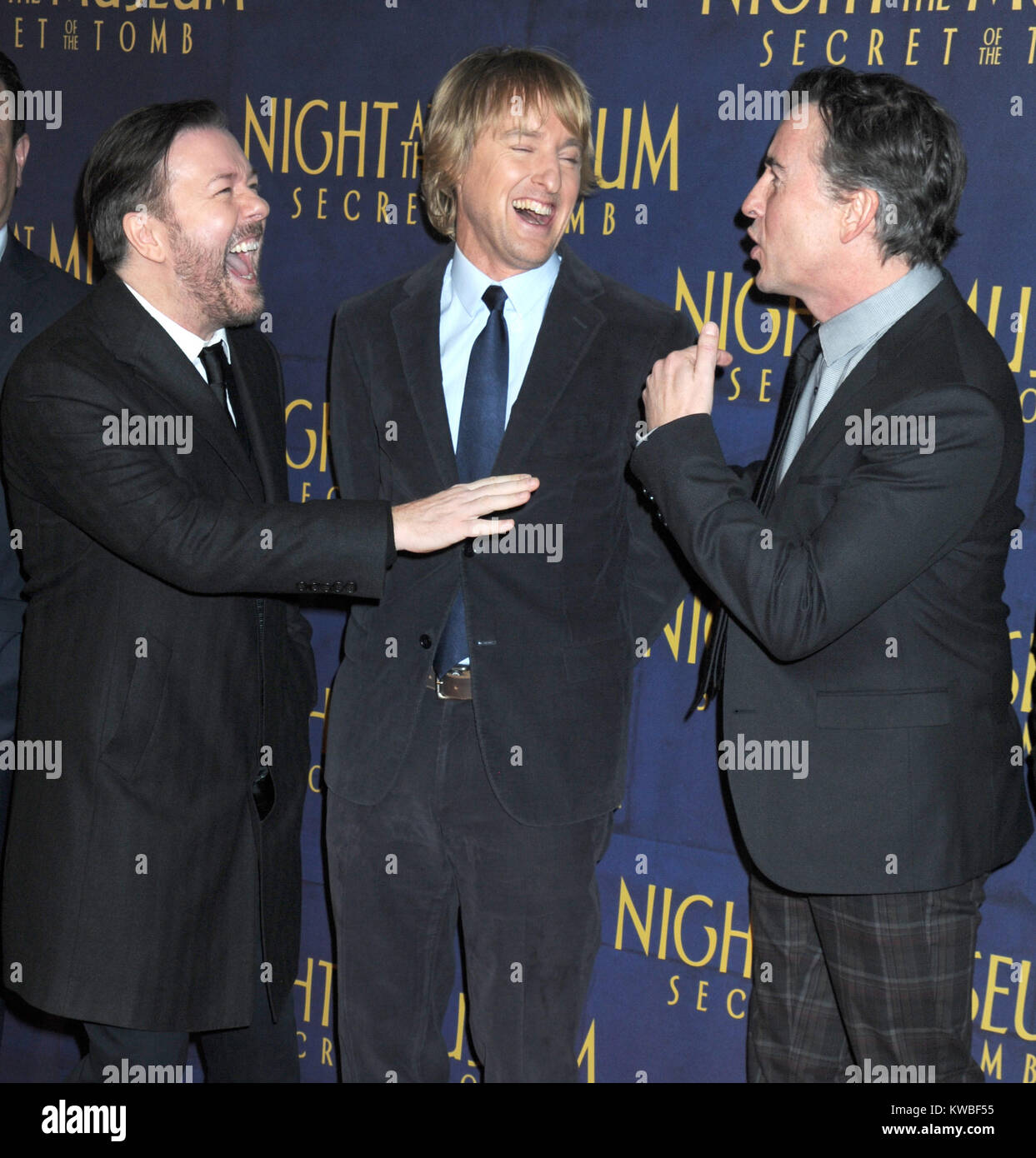 NEW YORK, NY - DECEMBER 11: Ricky Gervais, Owen Wilson, Steve Coogan ...
