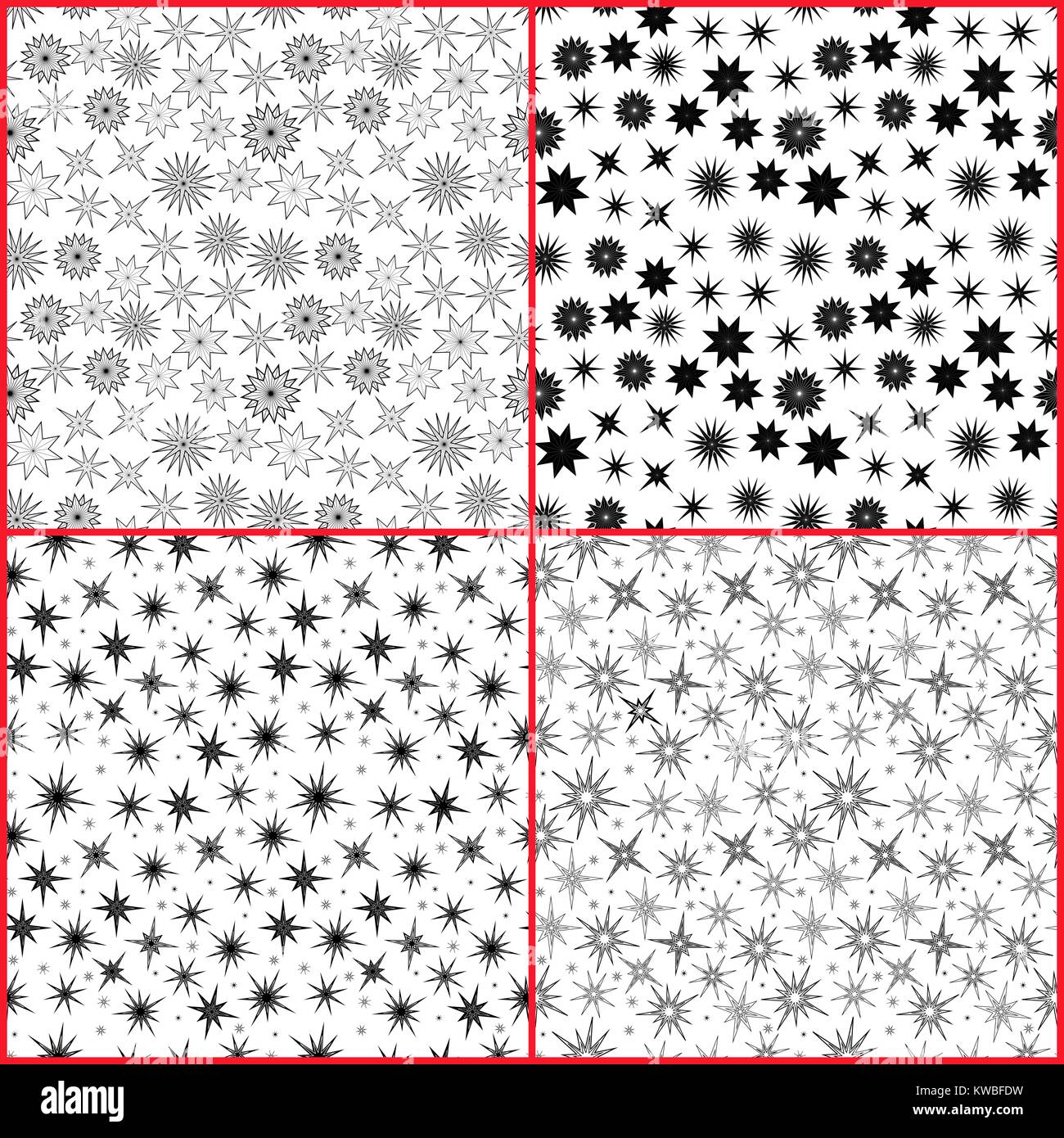 Set of four seamless vector patterns with various stars isolated on the ...