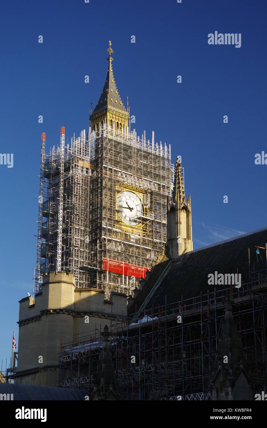 Elizabeth Tower Under Scaffolding. Palace of Westminster, London, UK ...