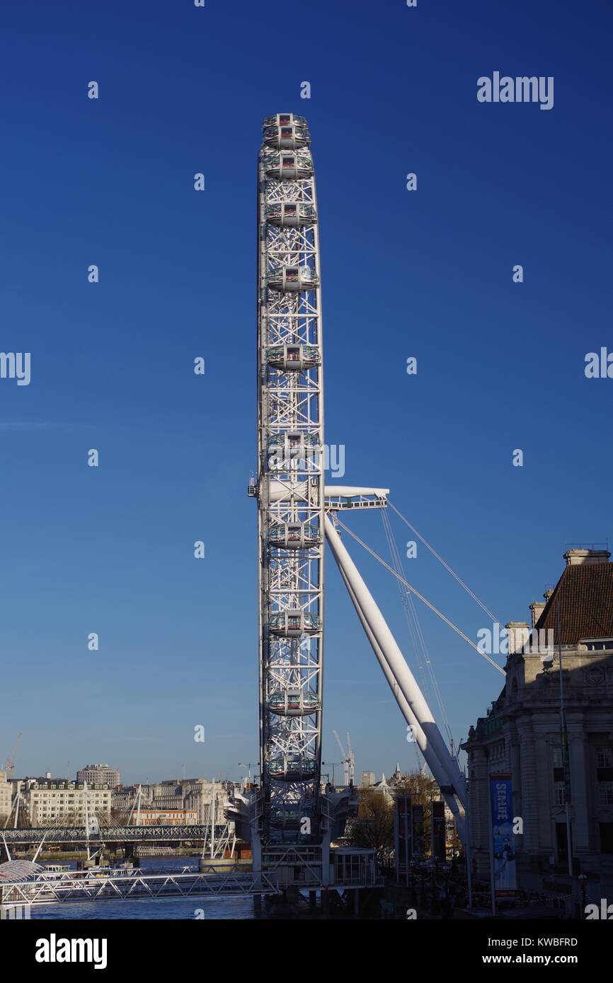 The London Eye, Edge On, City of Westminster, South Bank. London, UK ...