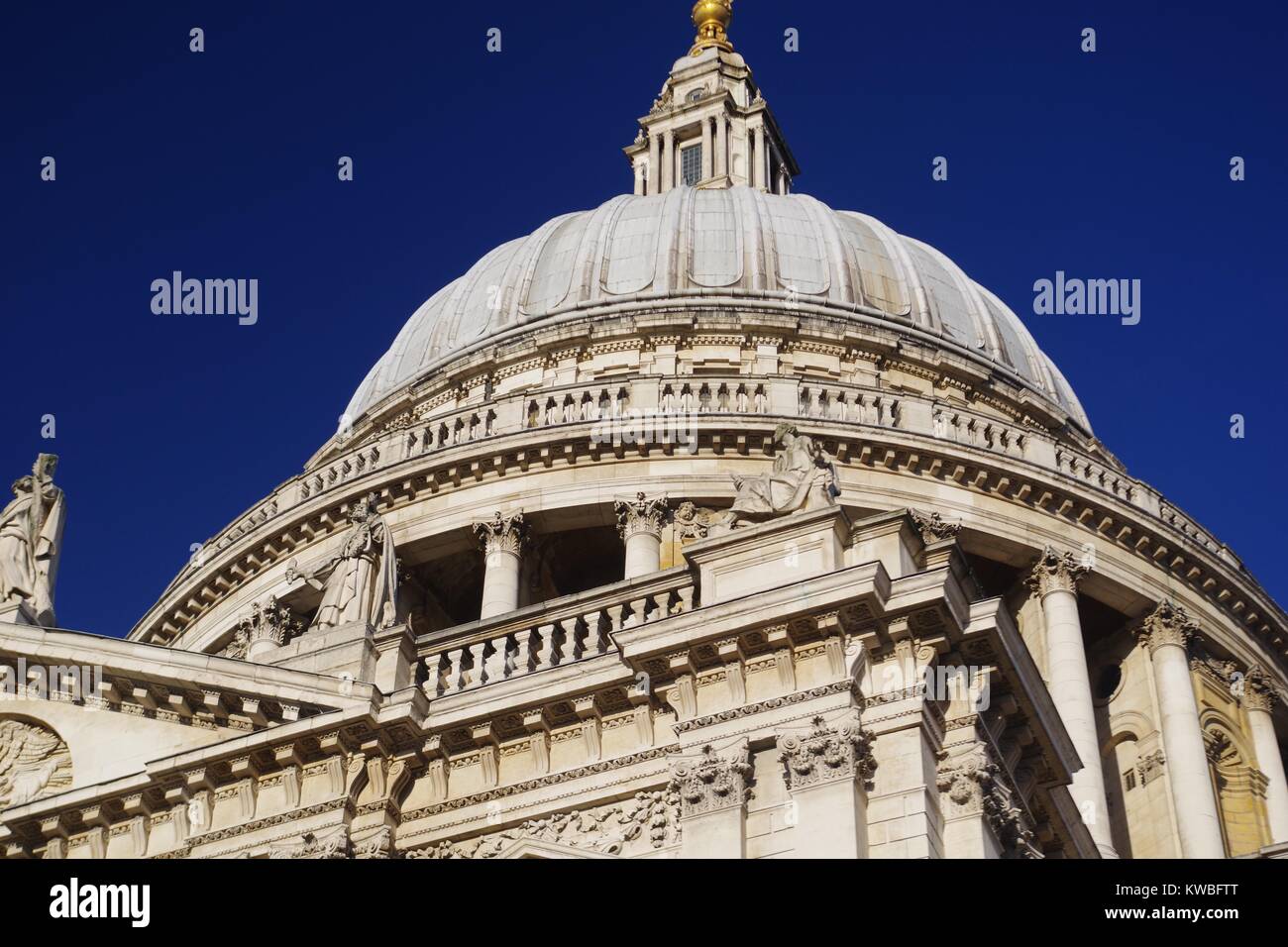 The Dome of Sir Christopher Wrens St Pauls Cathedral against a ...