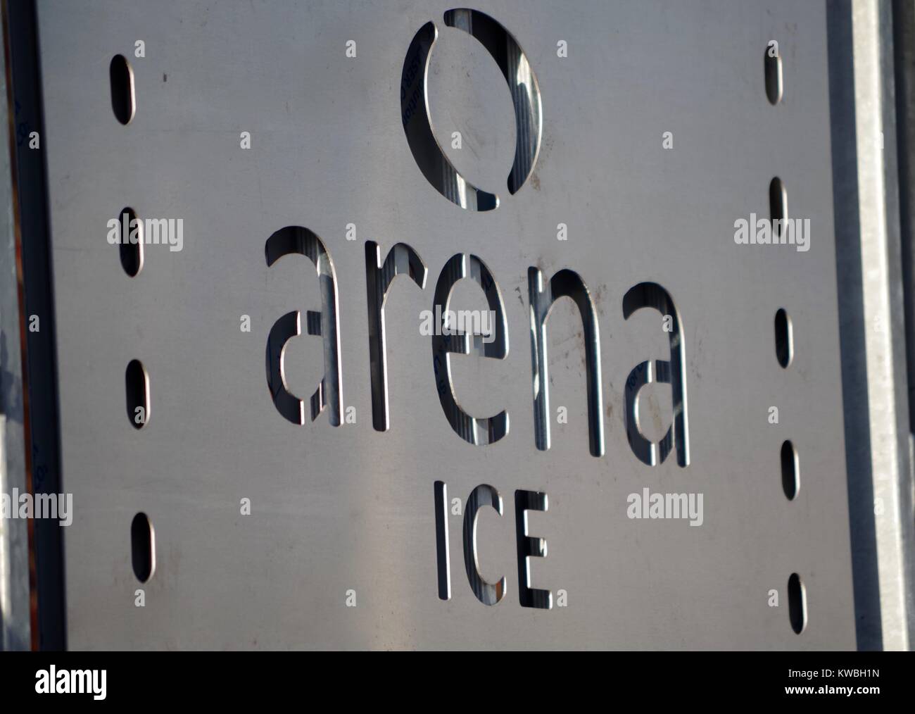 Arena Ice Logo, Brushed Steel Cut Out Sign for the Ice Rink at the ...