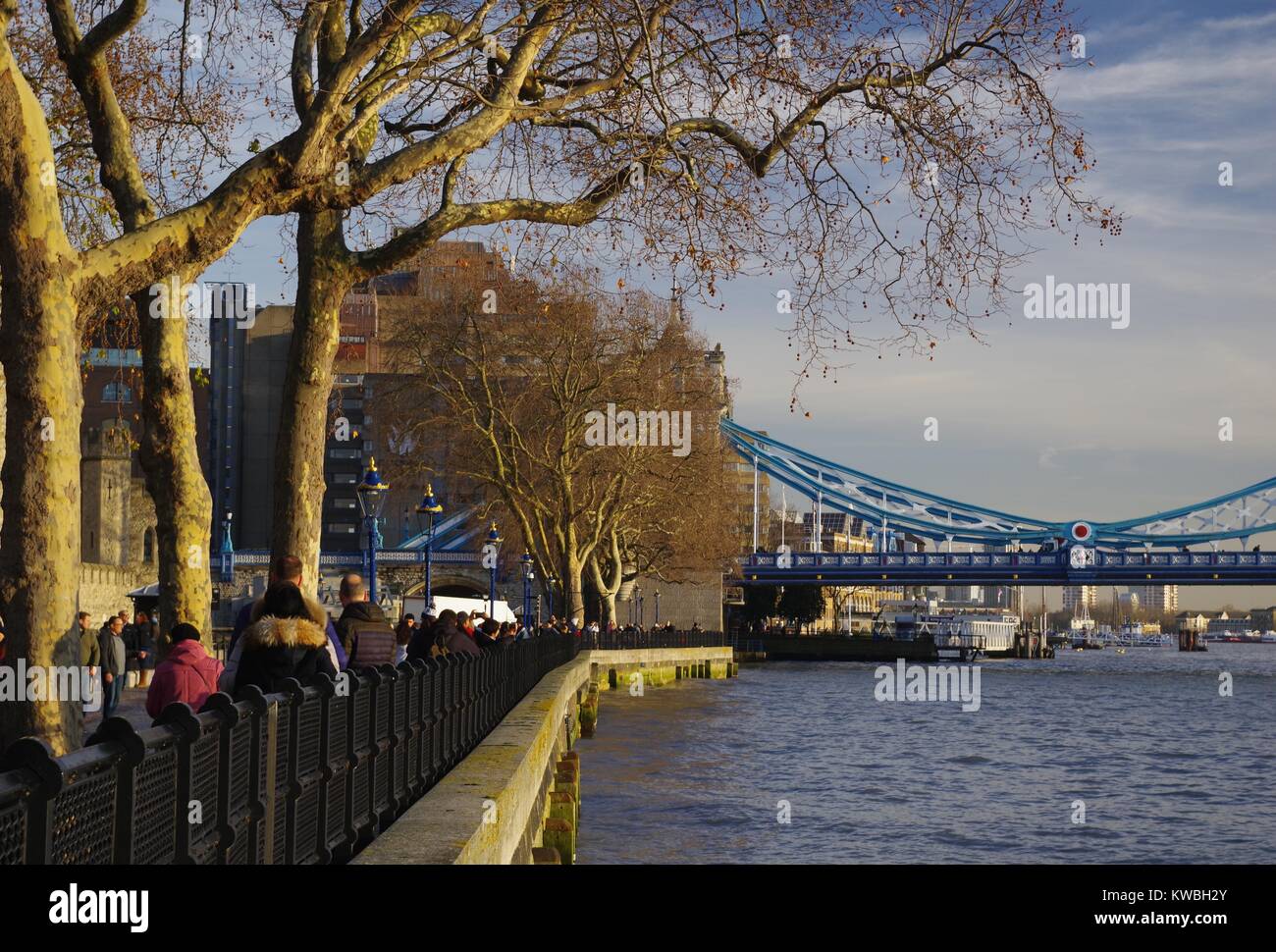 Tower Bridge from North Bank, Traitors Gate, Tower of London, with ...