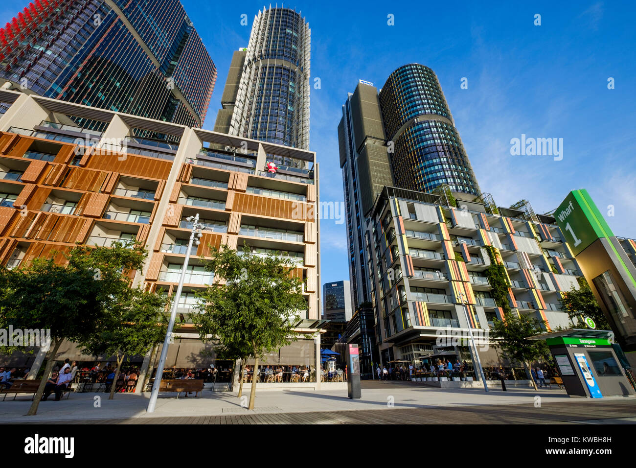 Residential buildings, restaurants and International Towers in ...