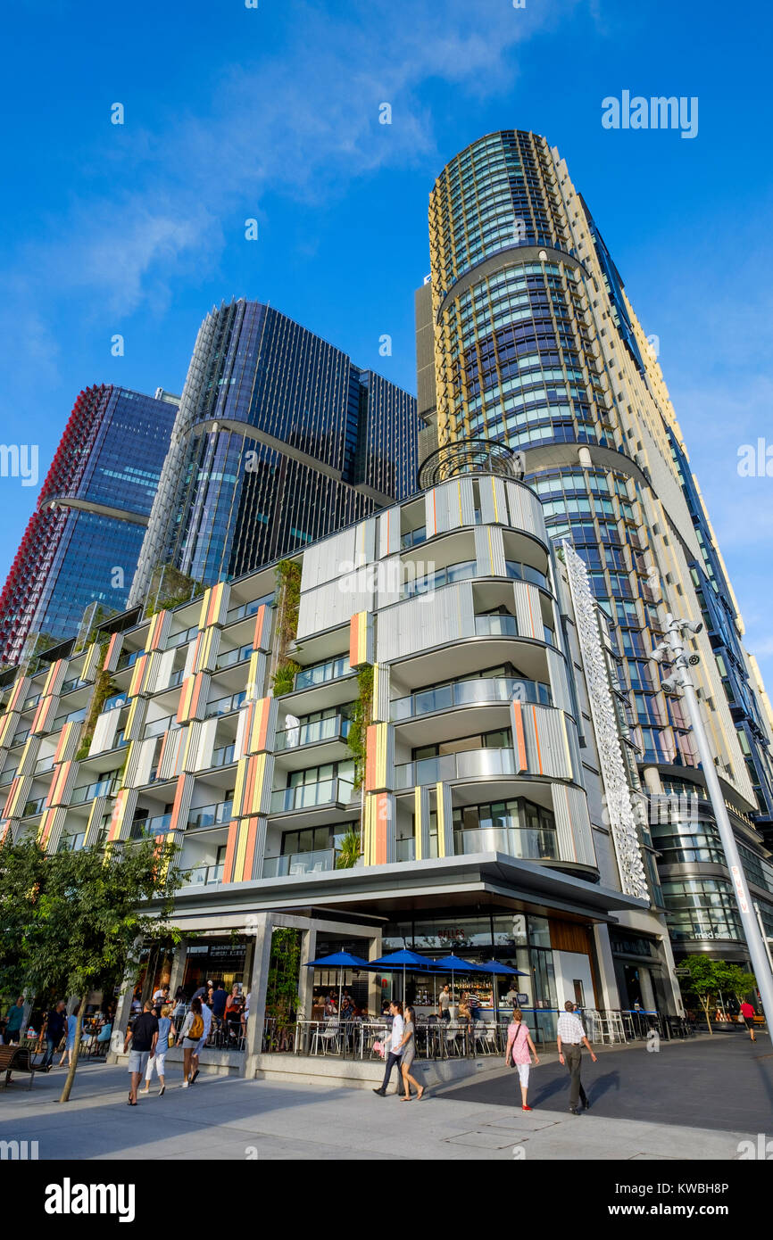 Residential buildings, restaurants and International Towers in ...